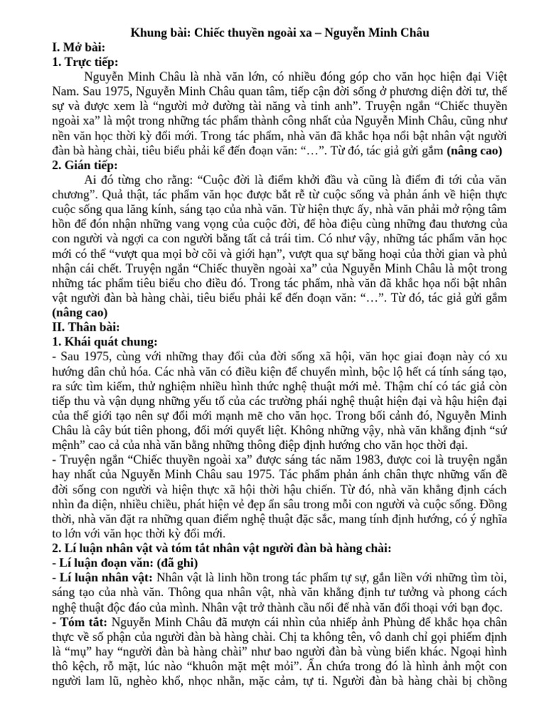 8. Khung bài Chiếc thuyền ngoài xa và HTB, da hàng thịt | PDF