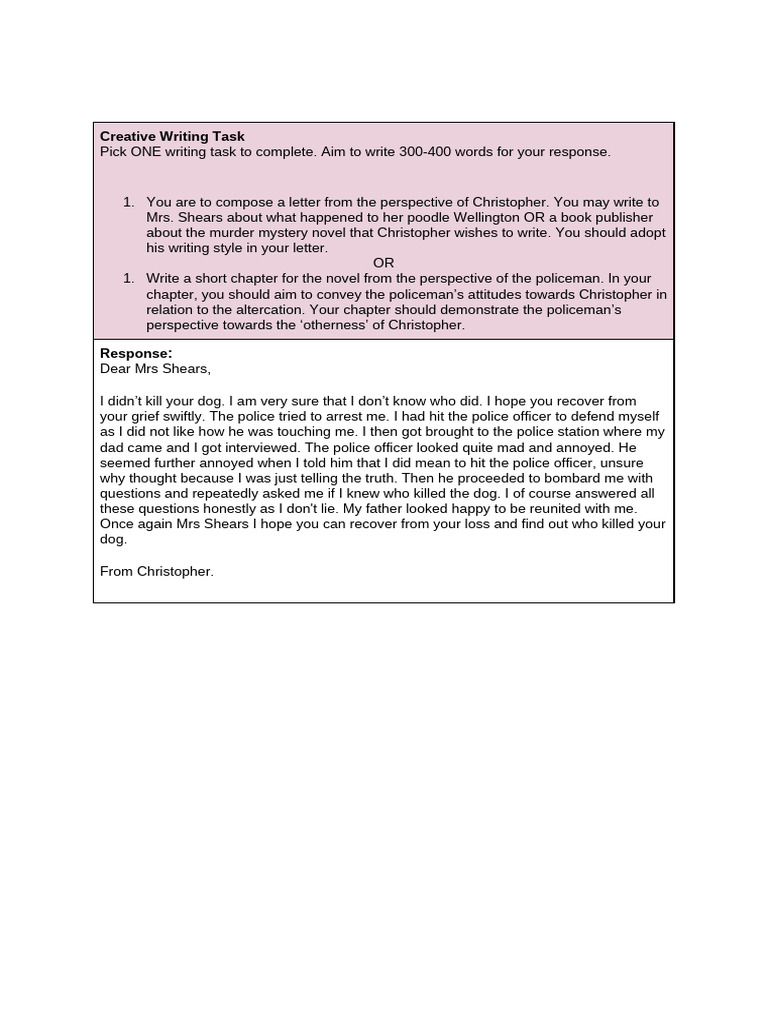 Creative Writing Task | PDF