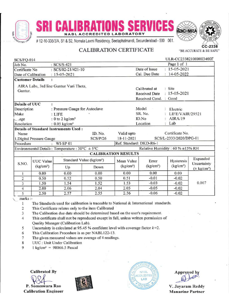 Preesure Guage For Autoclave Aira | PDF