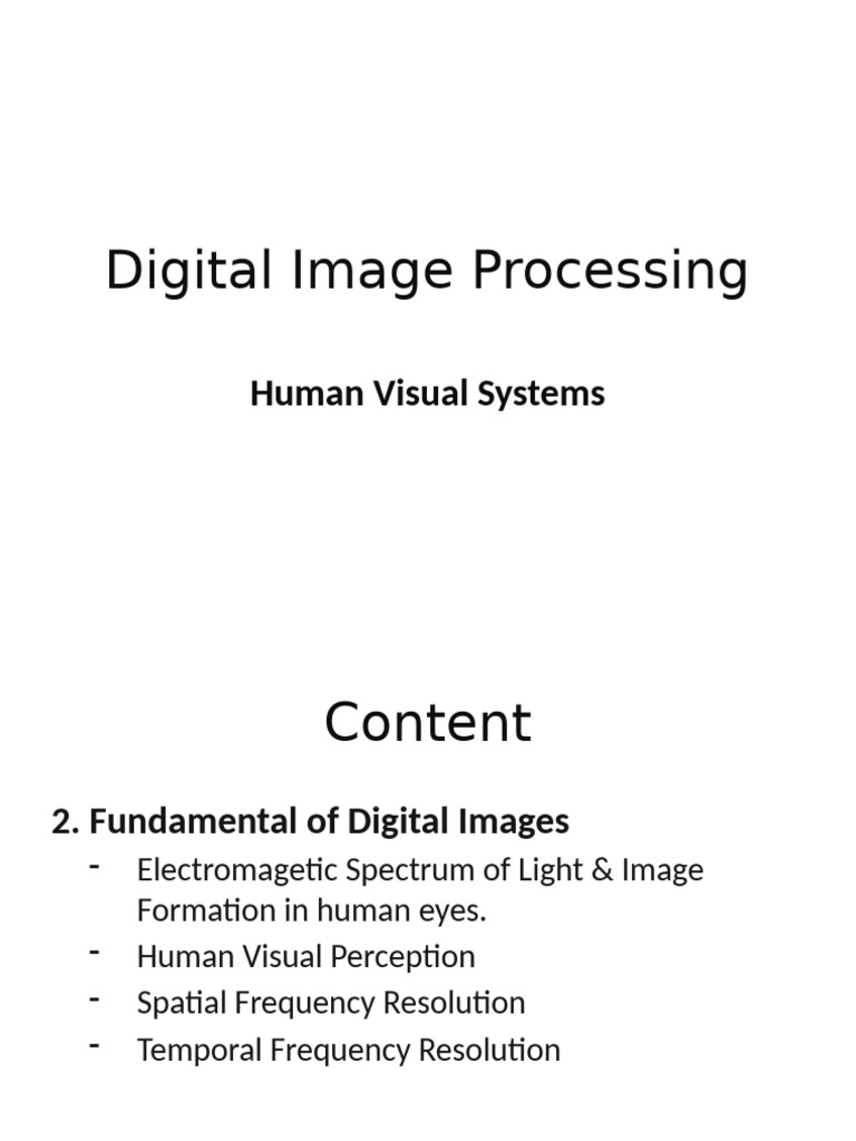 2.1 Digital Image Processing - Human Visual Systems | PDF | Image Resolution | Color