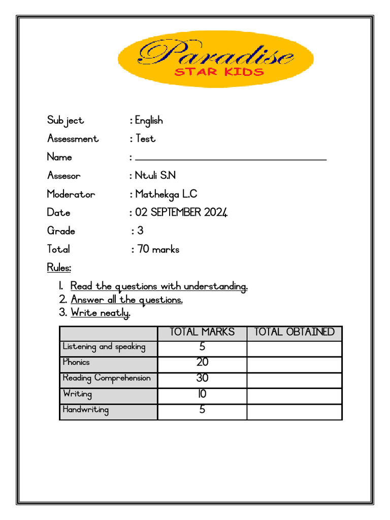 Grade 3 English | PDF | Language Arts & Discipline