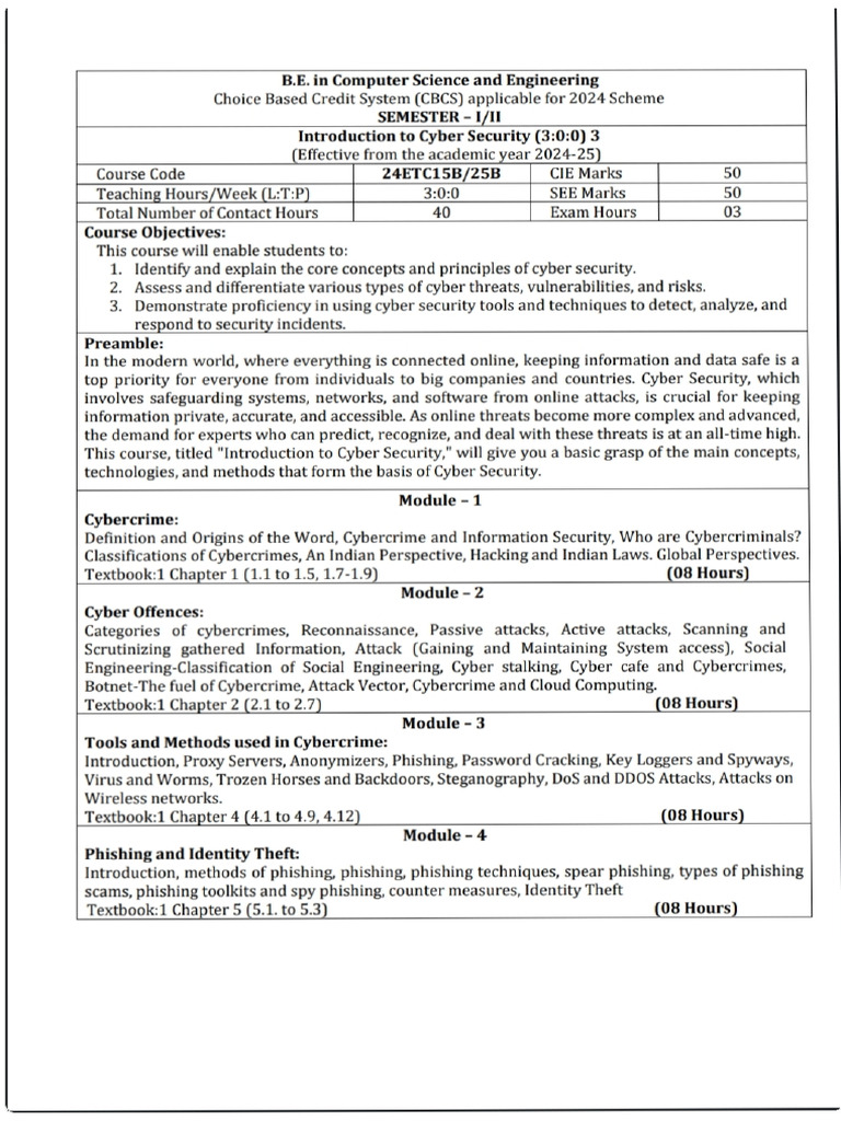 Cyber Security Syllabus - ETC | PDF