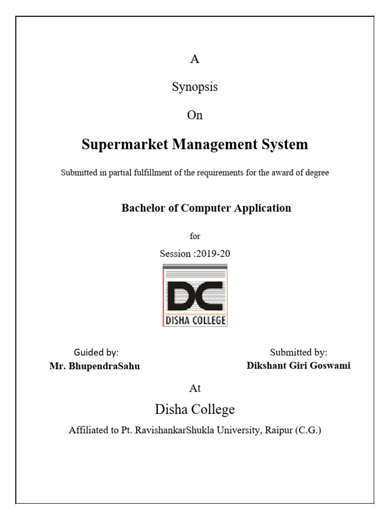 Sample Synopsis BCA3 | PDF | Software | Computer Hardware