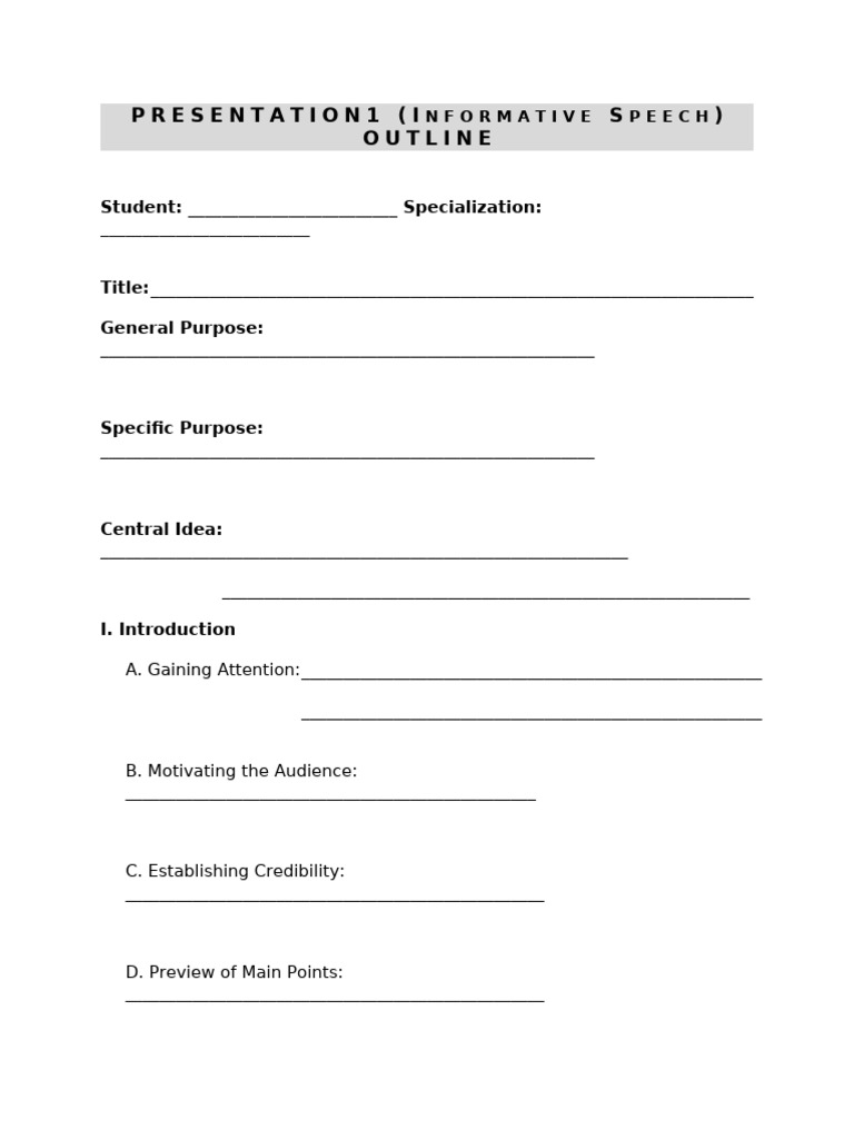 Informative Speech Presentation Outline | PDF | Human Communication
