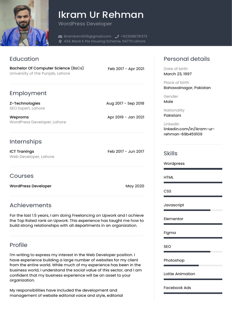 Resume Ikram Ur Rehman | PDF | Search Engine Optimization | World Wide Web
