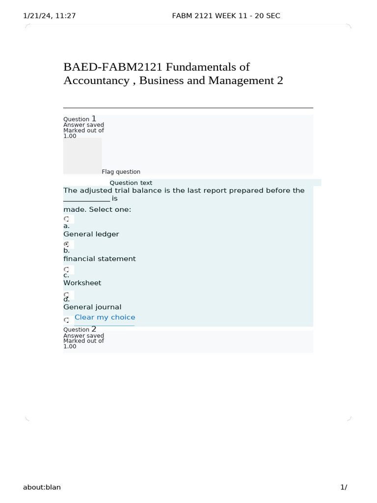 Fabm 2121 Week 11 20 Sec Sem | PDF | Debits And Credits | Business