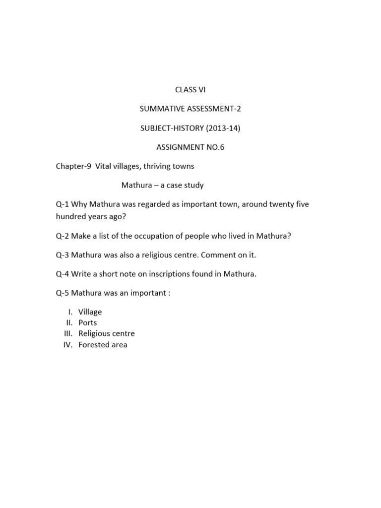 CBSE Class 6 History Practice Worksheets | PDF