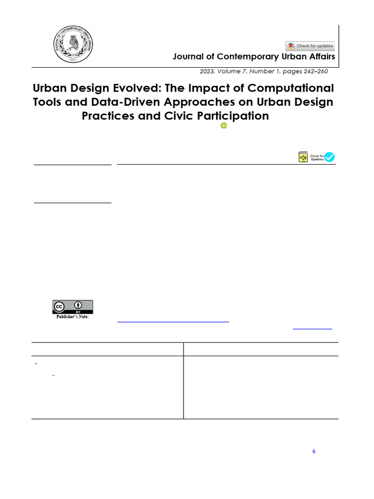 Urban Design Evolved: The Impact of Computational Tools and Data-Driven Approaches On Urban ...