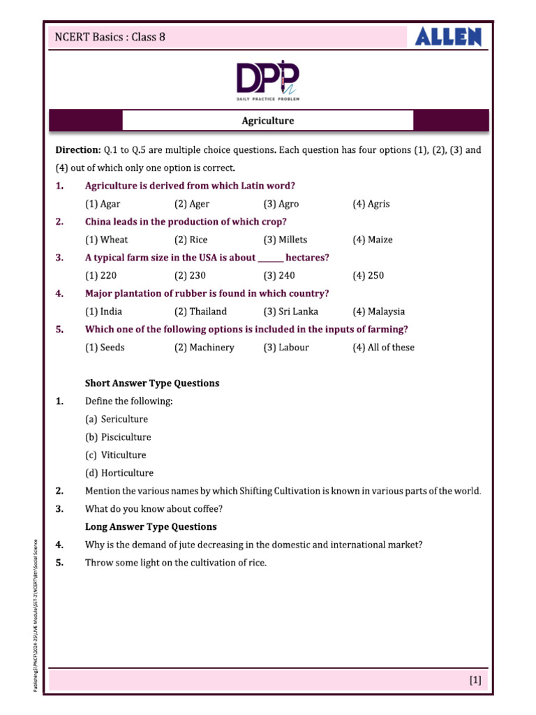 DPP of Agriculture | PDF