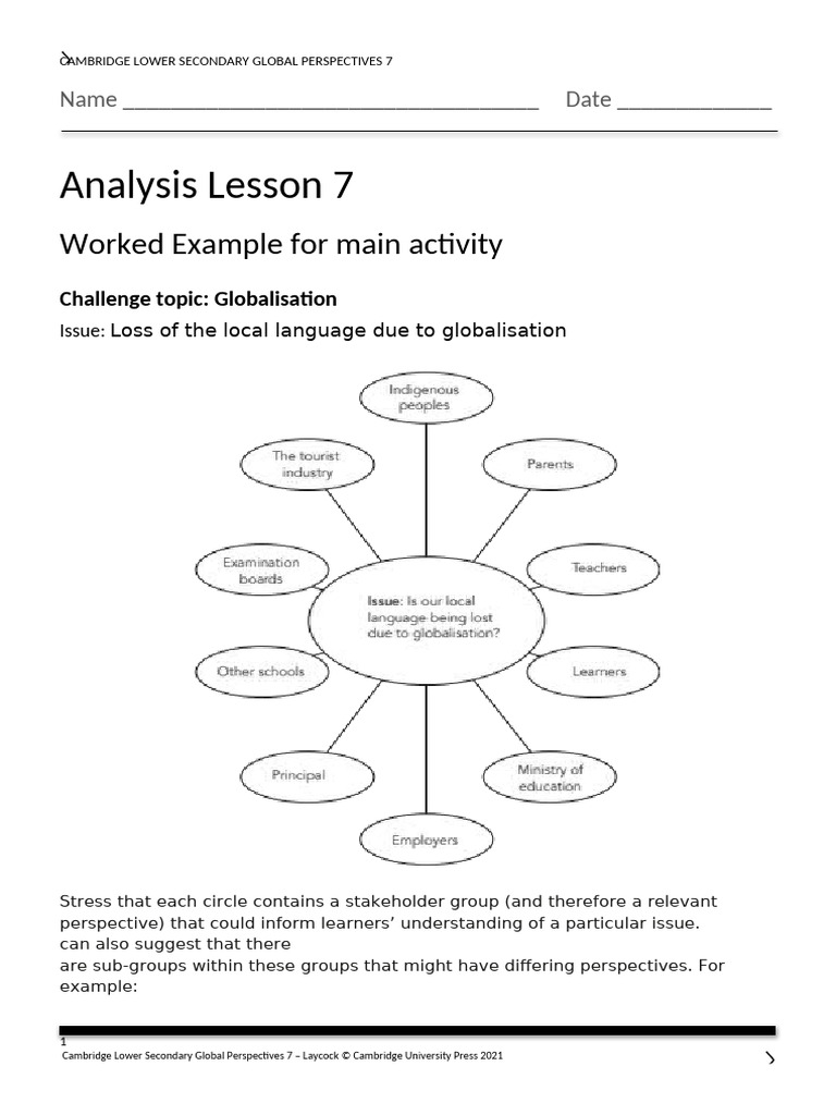 Analysis Lesson 7 Worked Example For The Main Activity | PDF