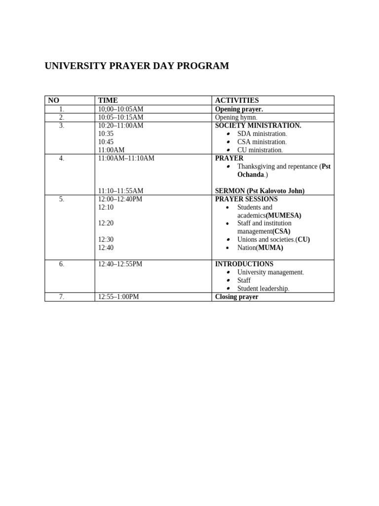 University Prayer Day | PDF
