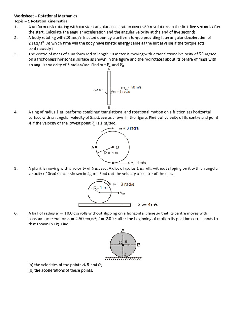 Worksheet Rotation (Complete) | PDF | Rotation Around A Fixed Axis ...