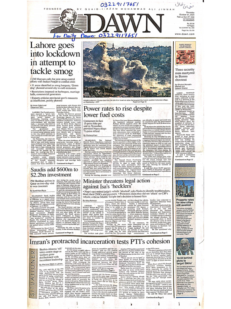 31 October Dawn Newspaper 2024 by 03229117651 | PDF
