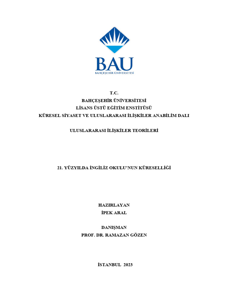 Uluslararasi Iliskiler Teorileri Makale 2023 | PDF