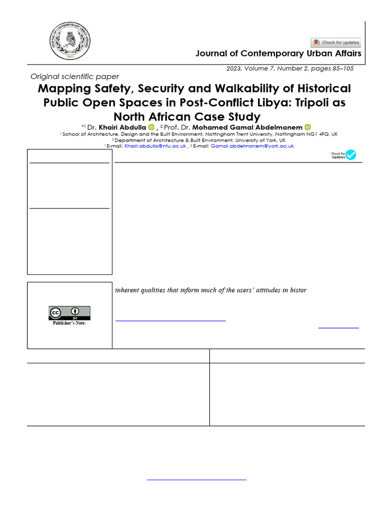 Mapping Safety, Security and Walkability of Historical Public Open ...