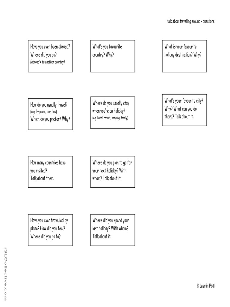 Travelling Around - Questions - For - Small - Talk - With - Students ...