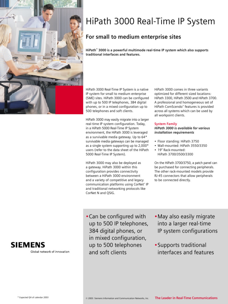 HiPath 3000 Datasheet D1360 | PDF | Computer Network | Telephone