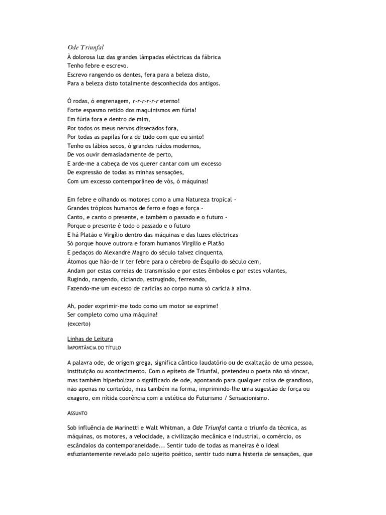 Ode Triunfal | Ciência Filosófica | Ciência