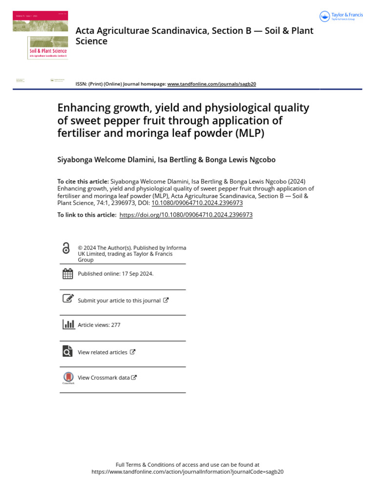 Enhancing Growth Yield and Physiological Quality of Sweet Pepper Fruit ...