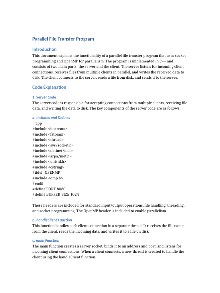Parallel File Transfer Explanation | PDF | Port (Computer Networking) | Server (Computing)