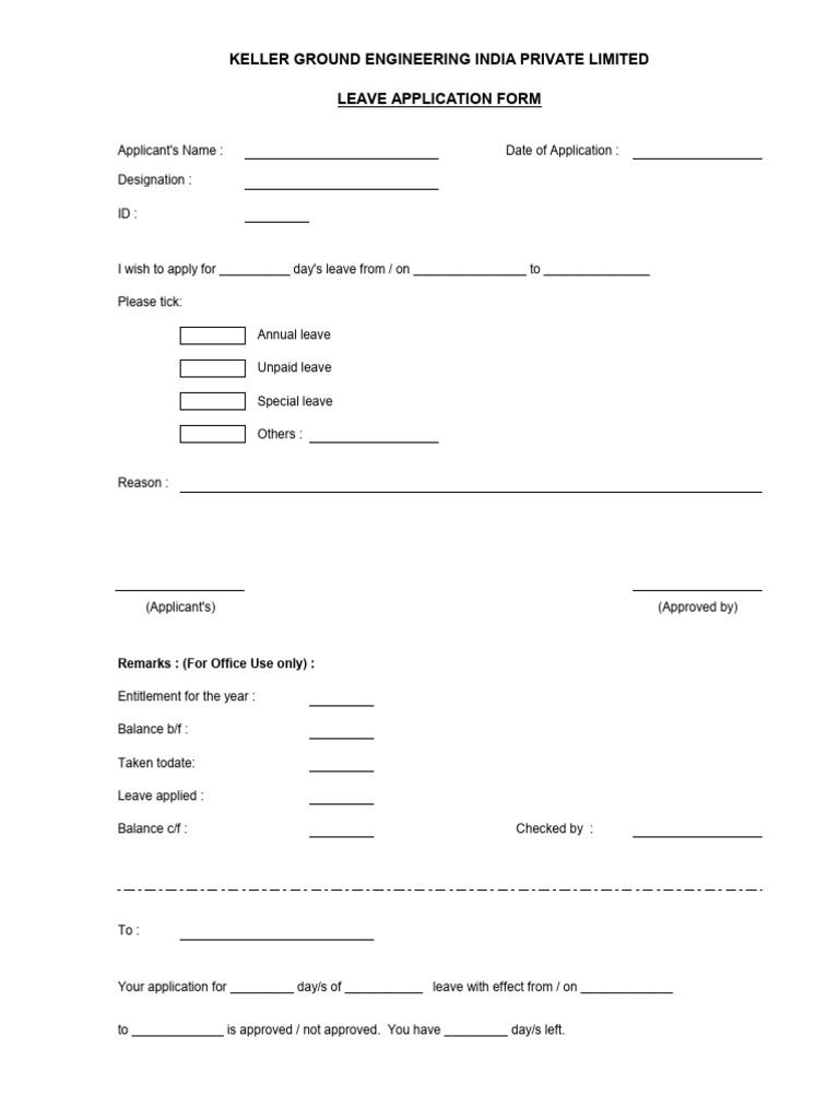 Leave Application | PDF