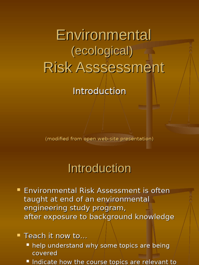 Introduction to Environmental Risk Assessment | PDF | Risk | Risk ...