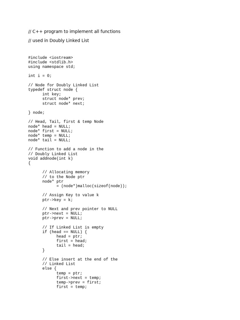 Implementaion of Double LinkList | PDF | Pointer (Computer Programming) | Programming Paradigms