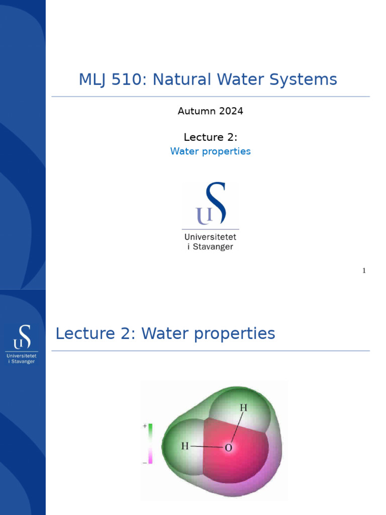 Lecture 2-24 - Water Properties | PDF | Water | Properties Of Water