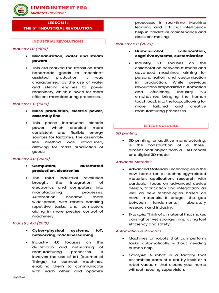 Living in The IT Era Midterm Reviewer | PDF | Cloud Computing | Analytics
