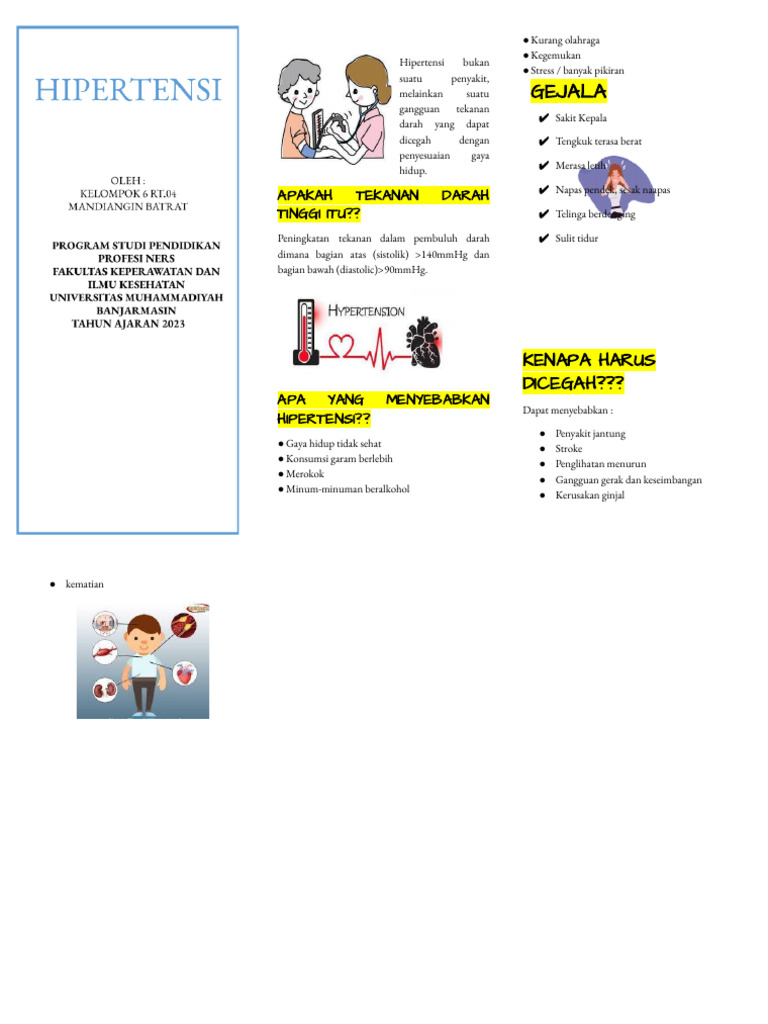 Leaflet Hipertensi KLP 6 RT | PDF