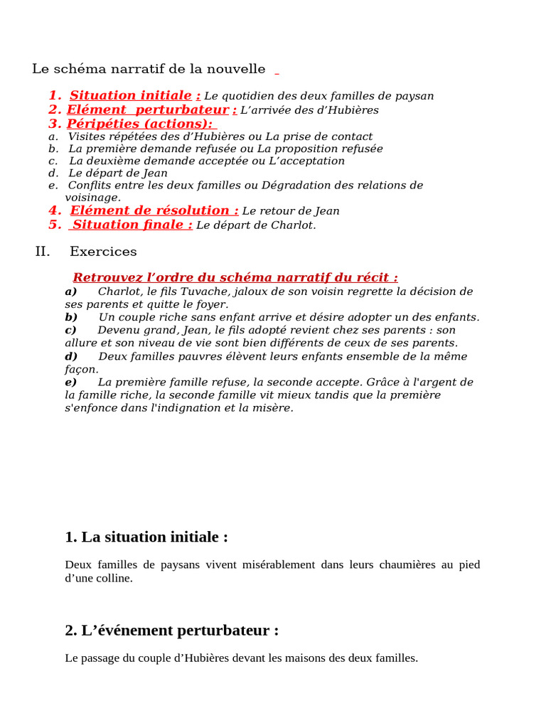 Schéma narratif de "Aux Champs" | PDF