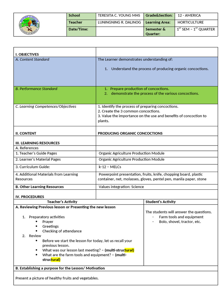 Co Lesson Plan | PDF | Learning | Behavior Modification