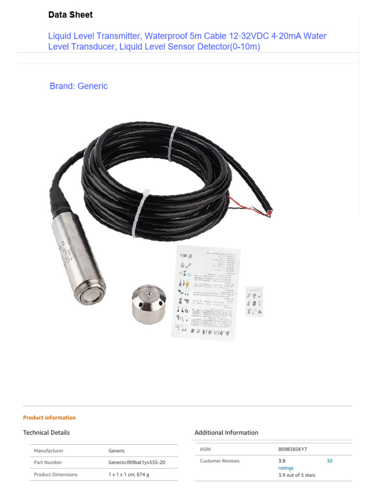 Liquid Level Transmitter | PDF | Sensor | Electronics