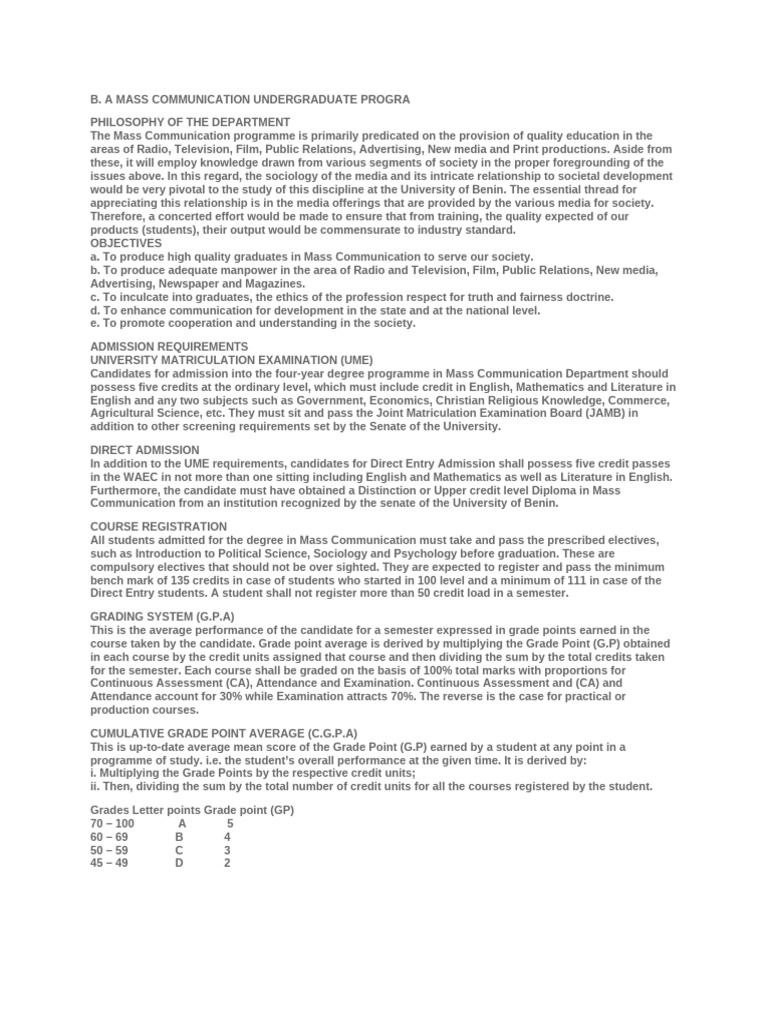 Masscom, Uniben, 2024 25 | PDF | Knowledge