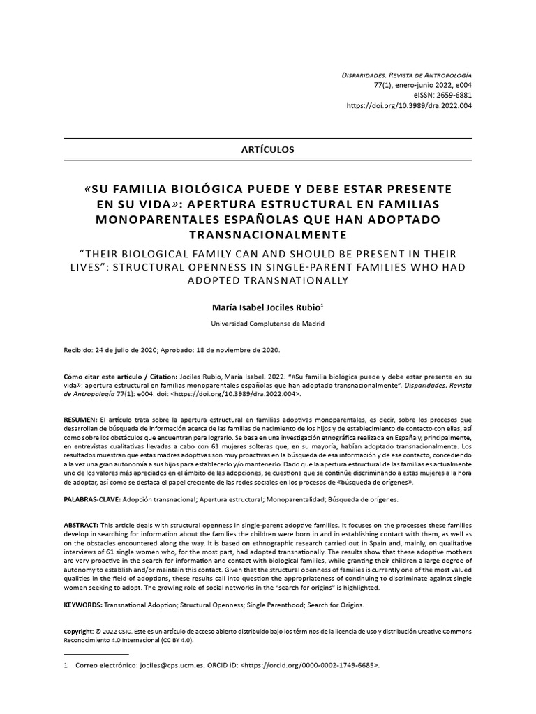 922-Texto Del Artículo-1700-1-10-20220919 | PDF | Adopción | Familia