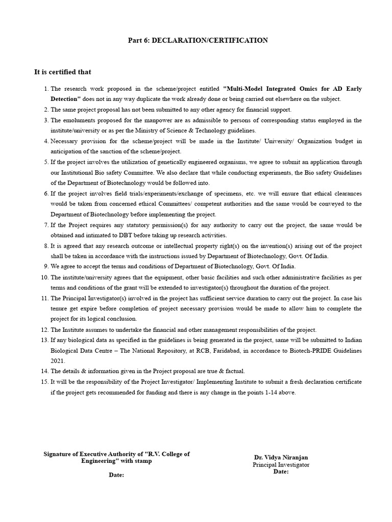Dbtepromis - Nic.in PI Declaration Download - Aspx | PDF | Biotechnology