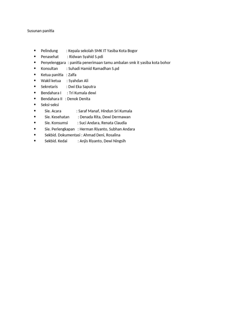 Susunan Panitia | PDF