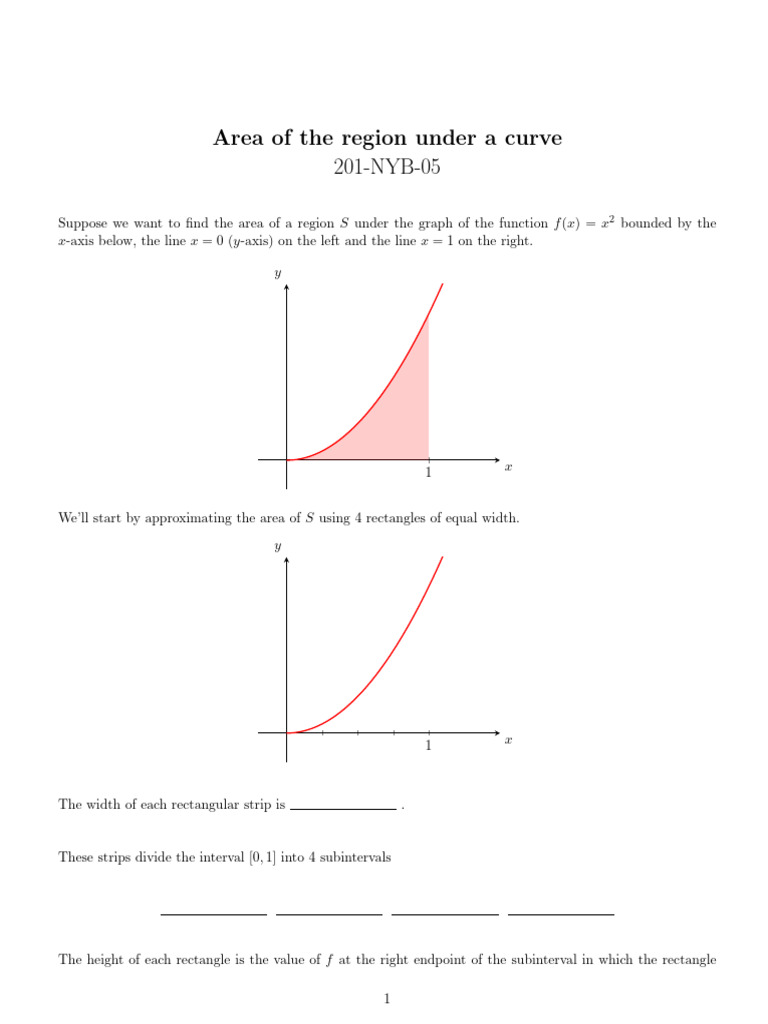 Area of The Region Under A Curve 1 | PDF | Interval (Mathematics) | Area