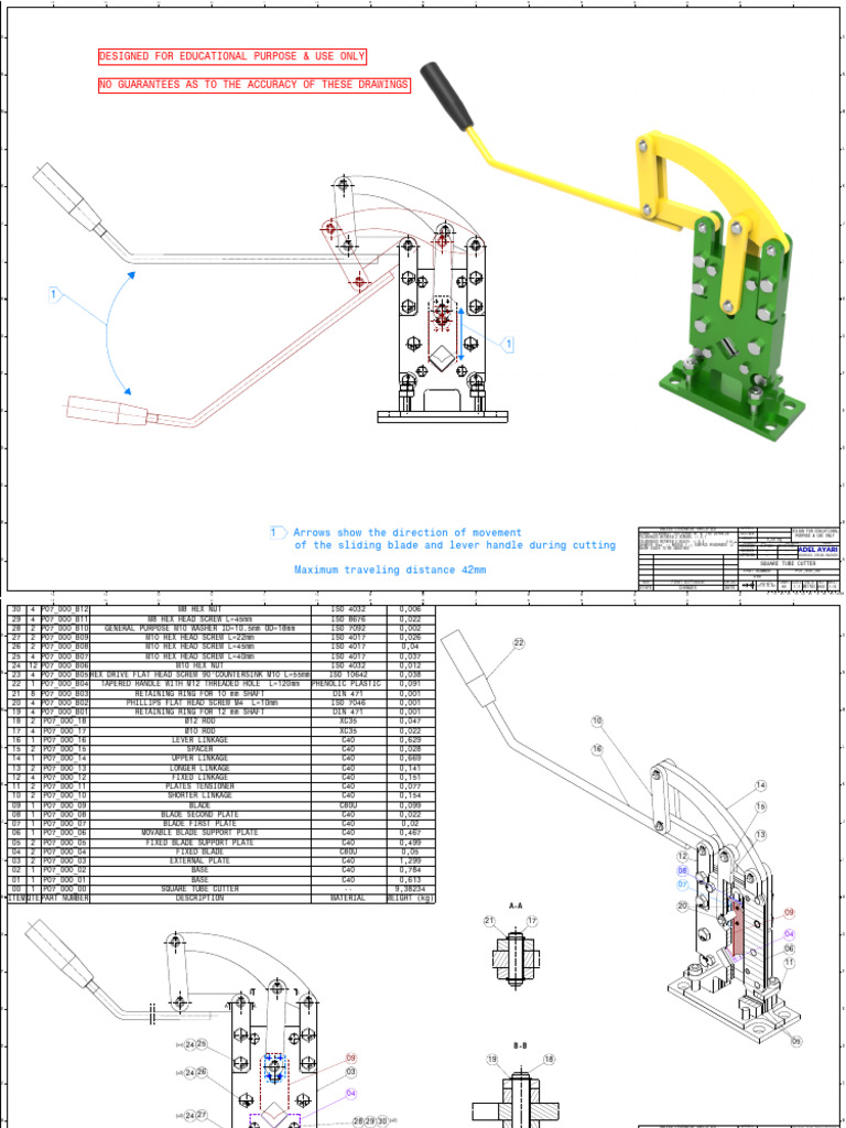 Square Tube Cutter Design Specifications | PDF | Screw | Manufactured Goods