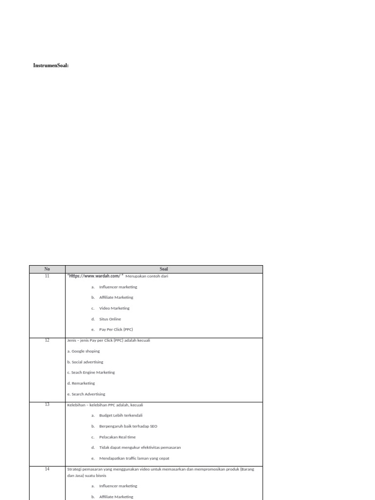 Soal 11 - 20 Digital Marketing | PDF