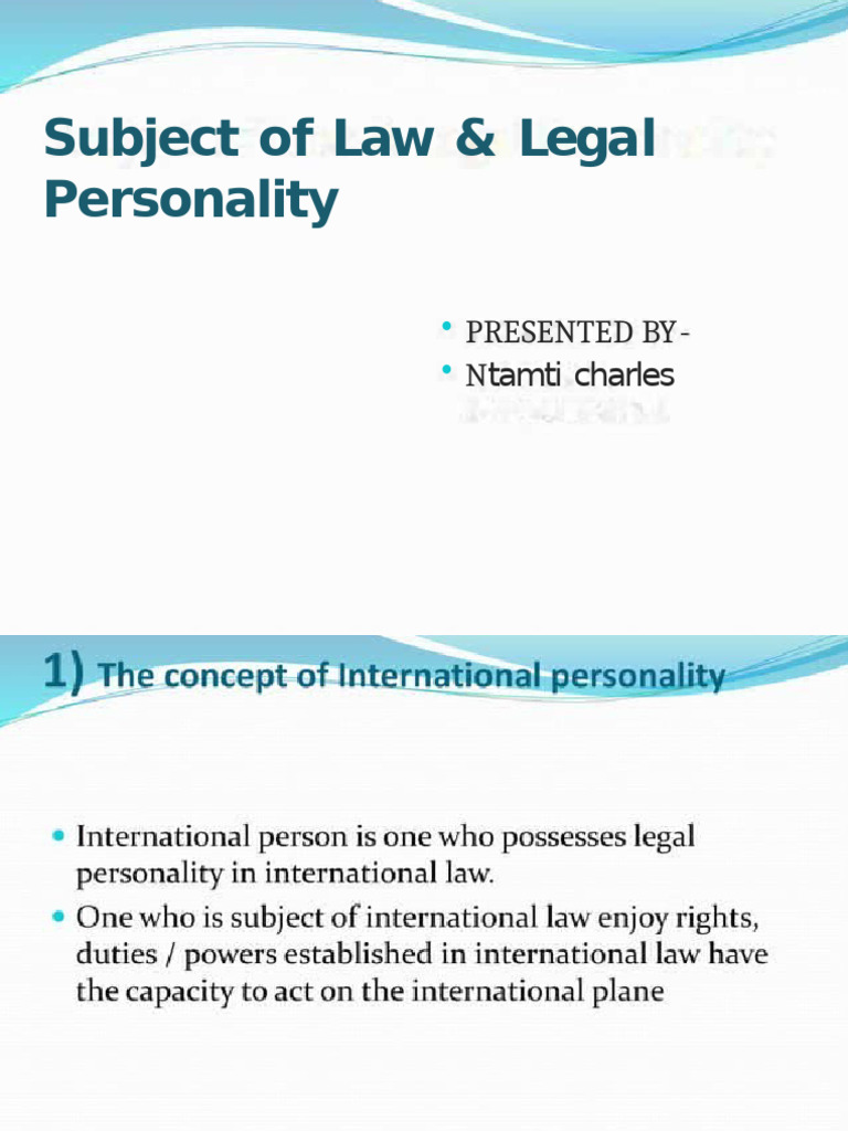 Subject of International Law Legal Personality | PDF
