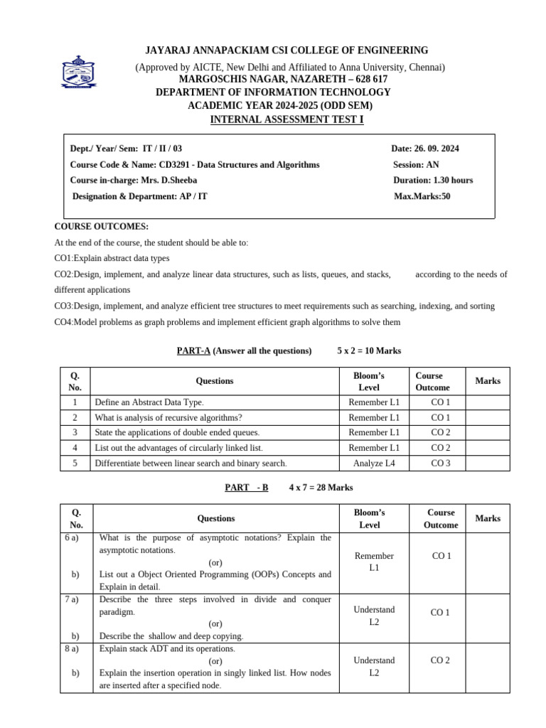 DSA IAT - 1 Answer | PDF | Class (Computer Programming) | Queue ... DSA IAT - 1 Answer | PDF | Class (Computer Programming) | Queue ...