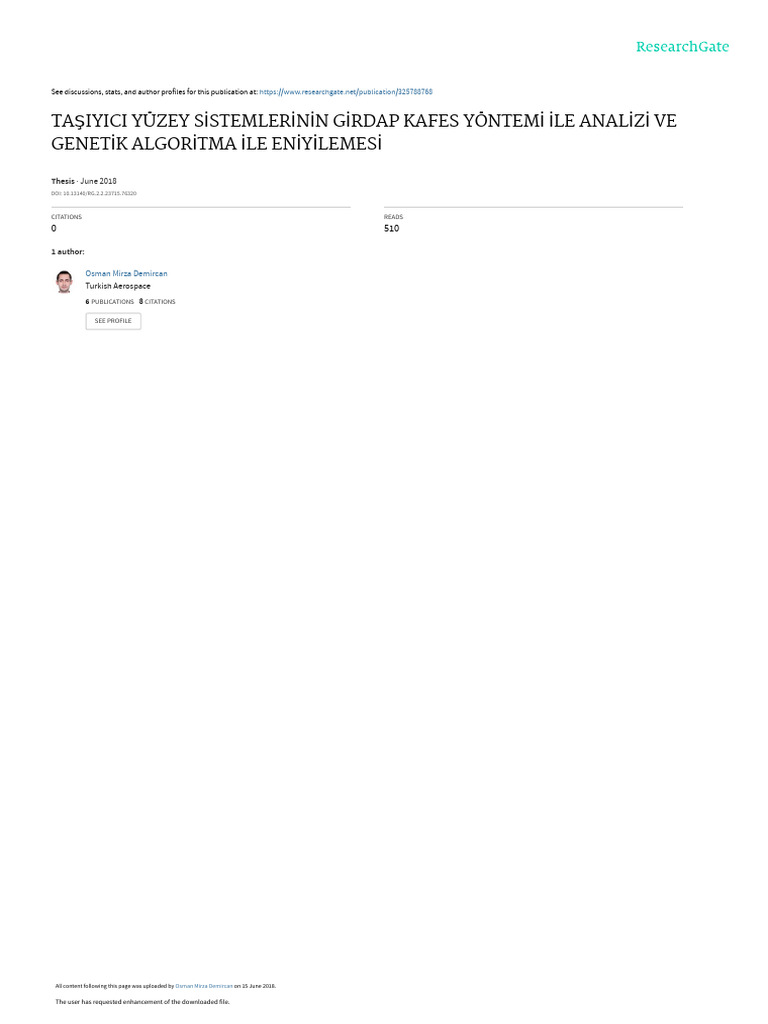 TA Iyici Yüzey S Stemler N NG Rdap Kafes Yöntem Le Anal Z VE Genet K Algor TMA Le en Y Lemes | PDF