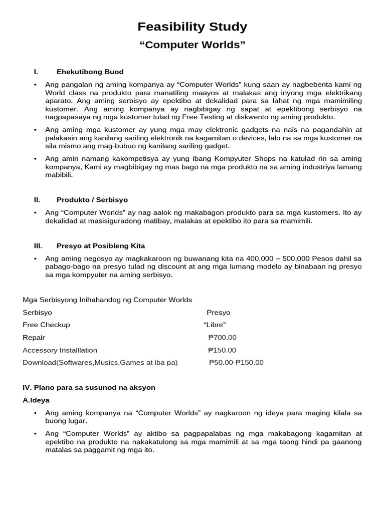 Feasibility Study Filipino | PDF