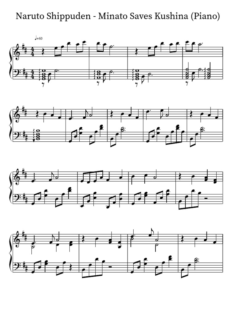 Naruto Shippuden - Minato Saves Kushina (Piano) | PDF