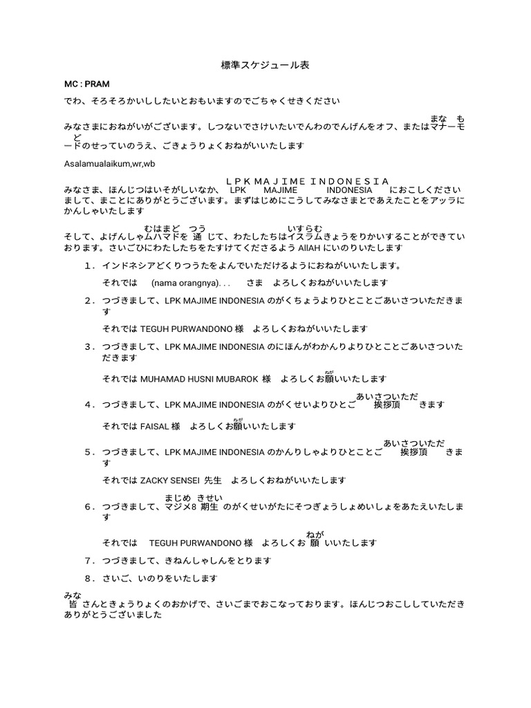 Susuna Acara PERPISAHAN MAJIME | PDF