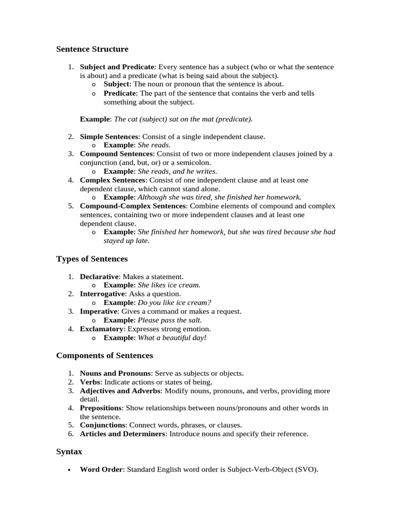 Sentences in English | PDF | Clause | Sentence (Linguistics)