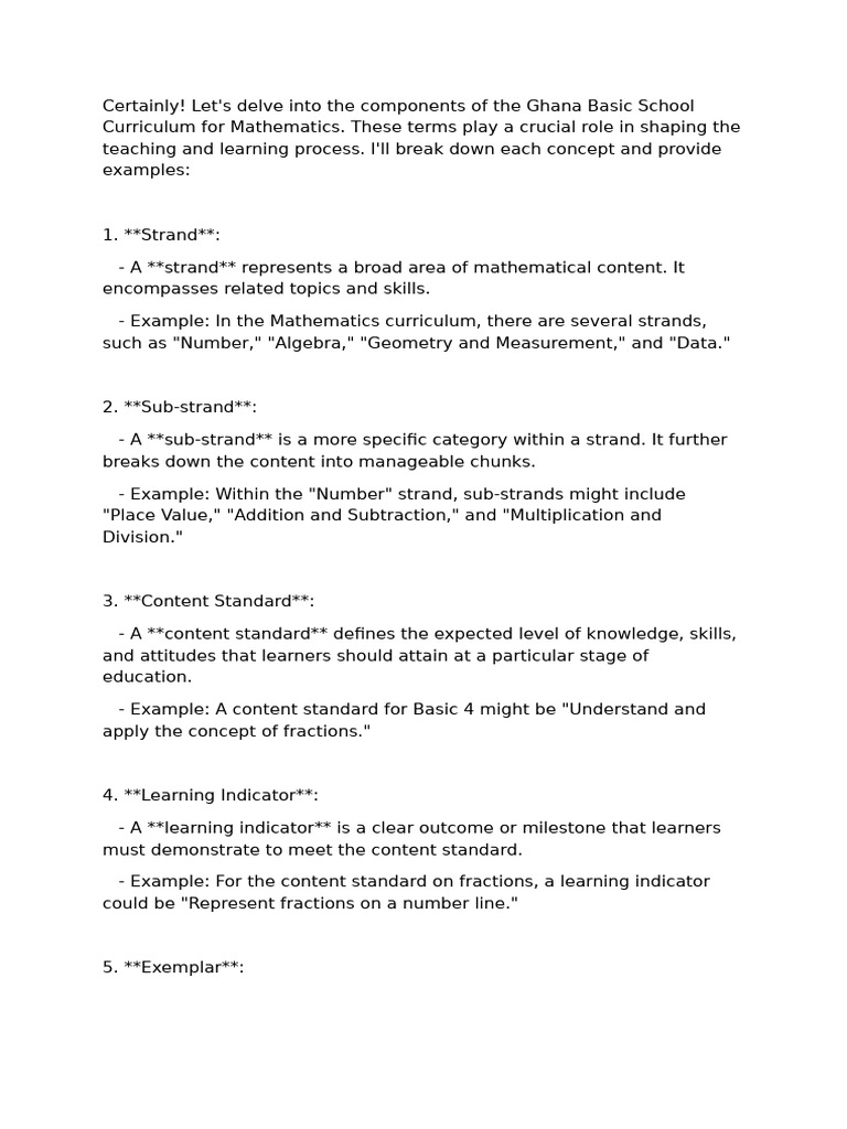 Strand and Sub Strand Maths Def | PDF | Curriculum | Learning