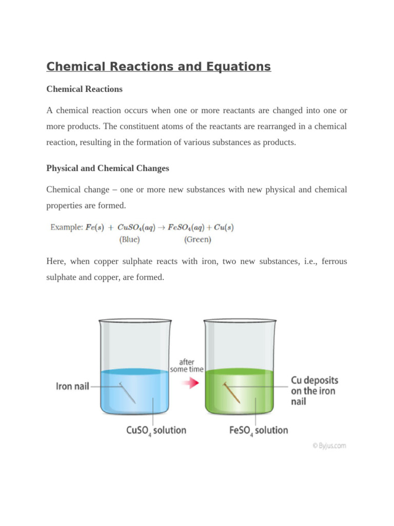 Chemical Reactions and Equations Overview | PDF | Chemical Reactions ...