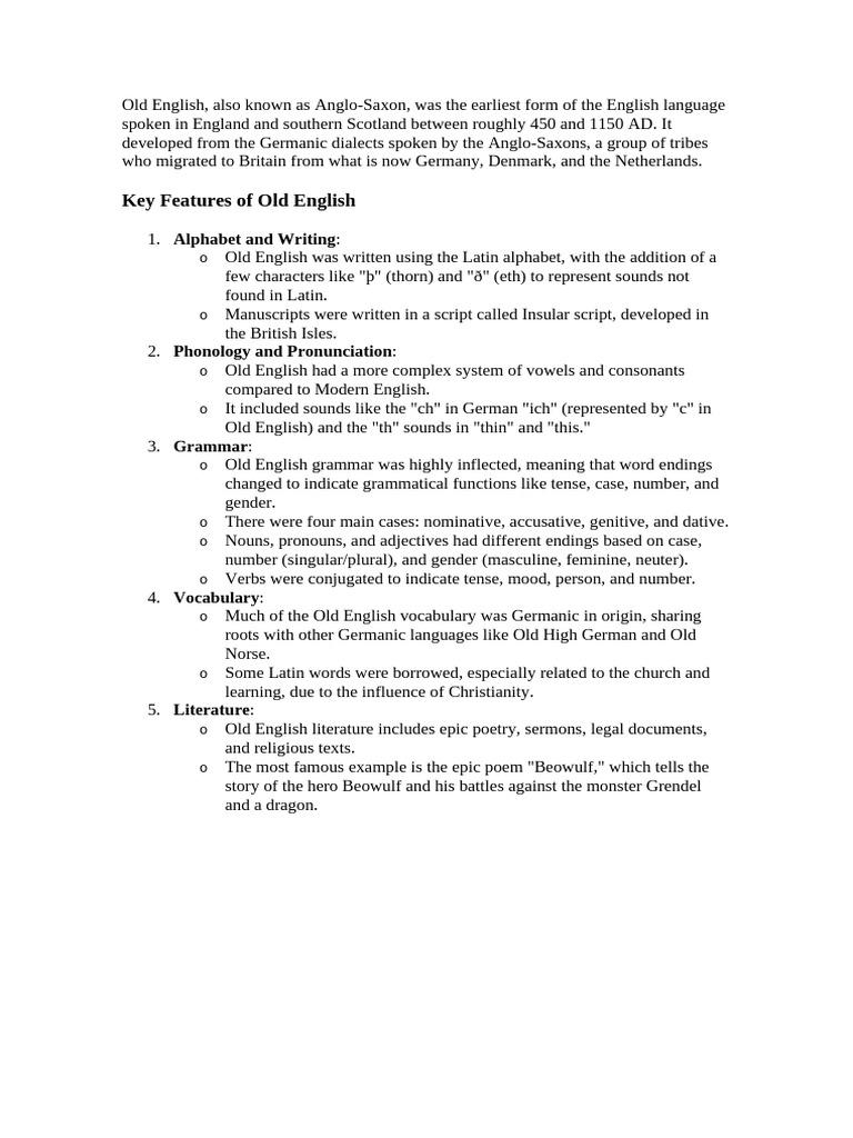 Old English | PDF | Language Arts & Discipline | Foreign Language Studies